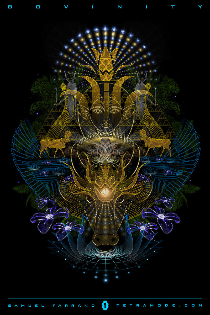 Bovinity Sacred Cow Visionary Art by Samuel Farrand