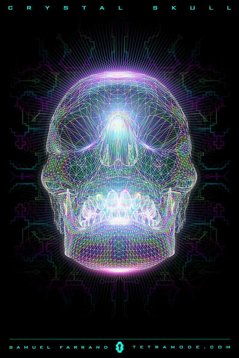 Crystal Skull – Visionary Geometric Skull Art by Samuel Farrand