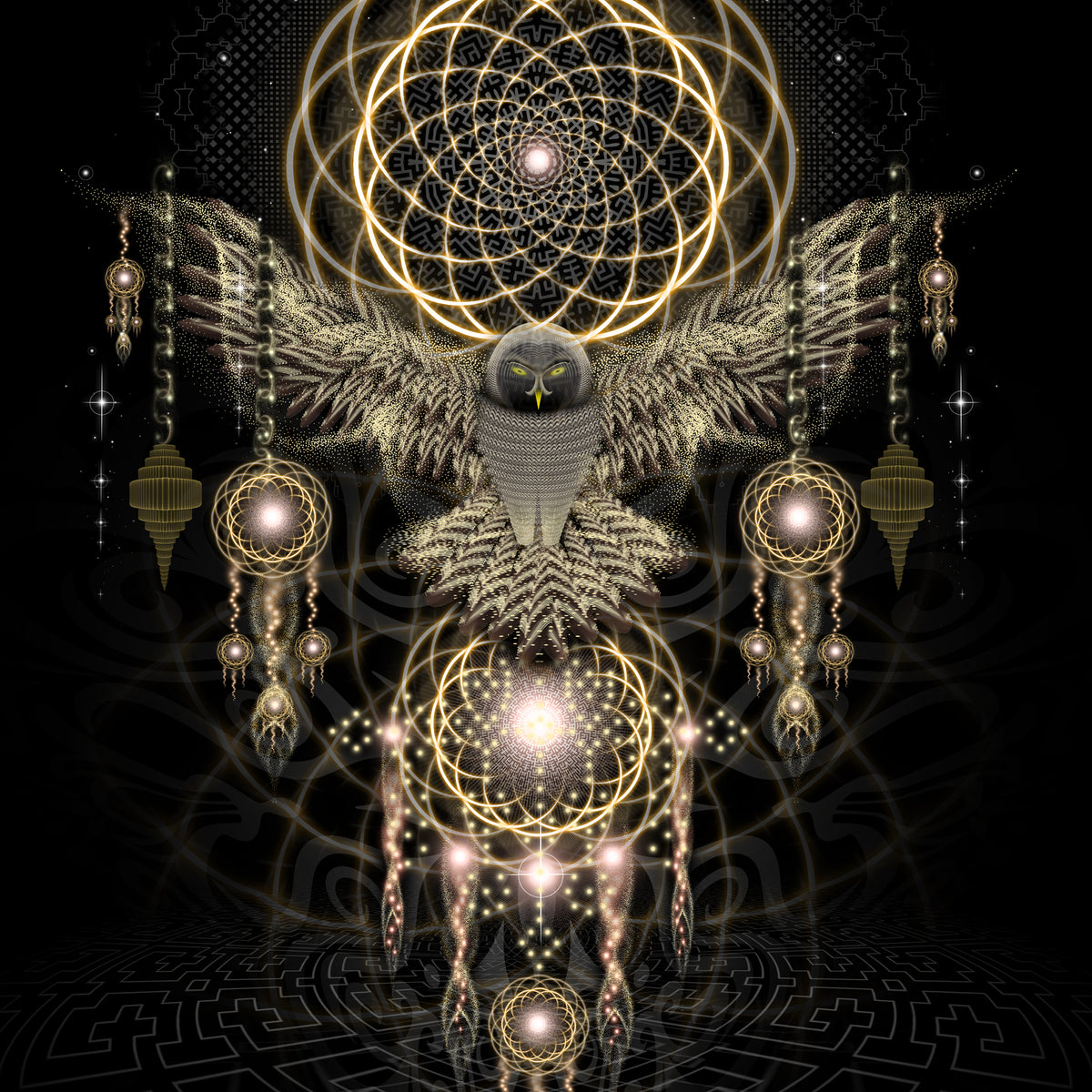 Magic Owl Psychedelic Art Collection by Samuel Farrand | Tetramode