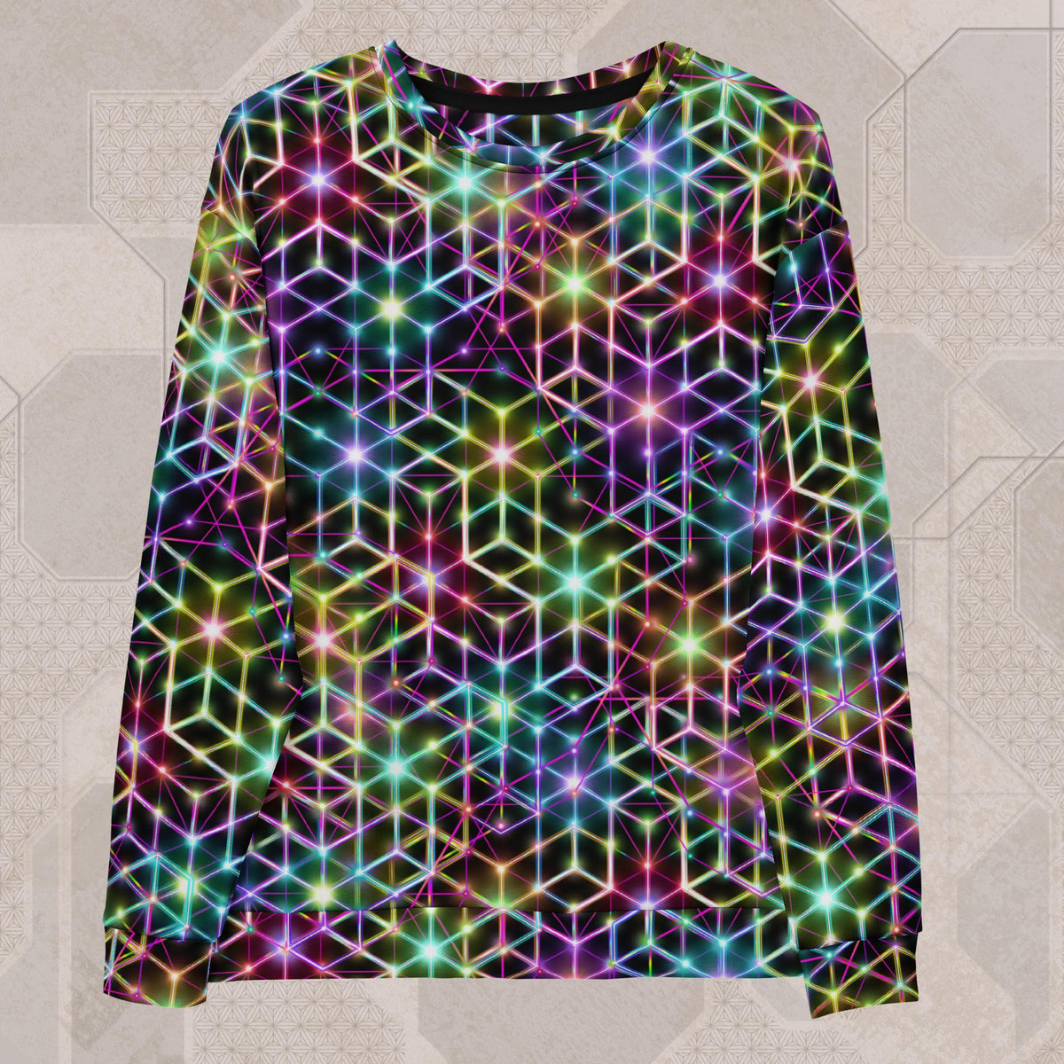 Trippy UV/RGB Reactive Men's All-Over Festival Sweater - Starflare