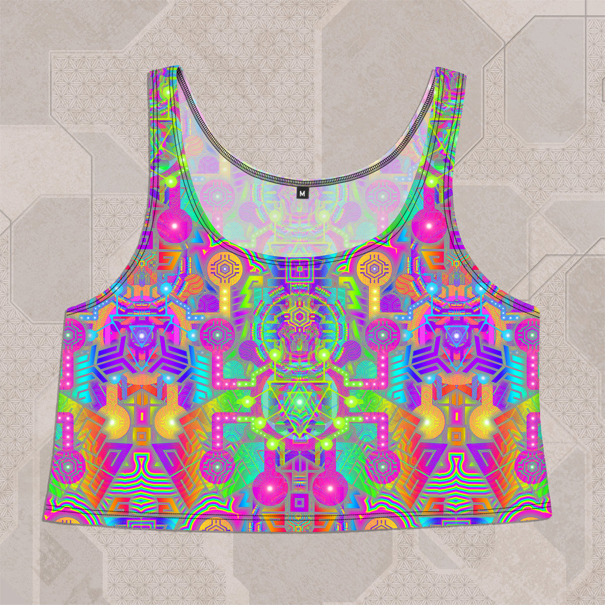 Bleep Bloop Psychedelic Graphic Print Crop Top